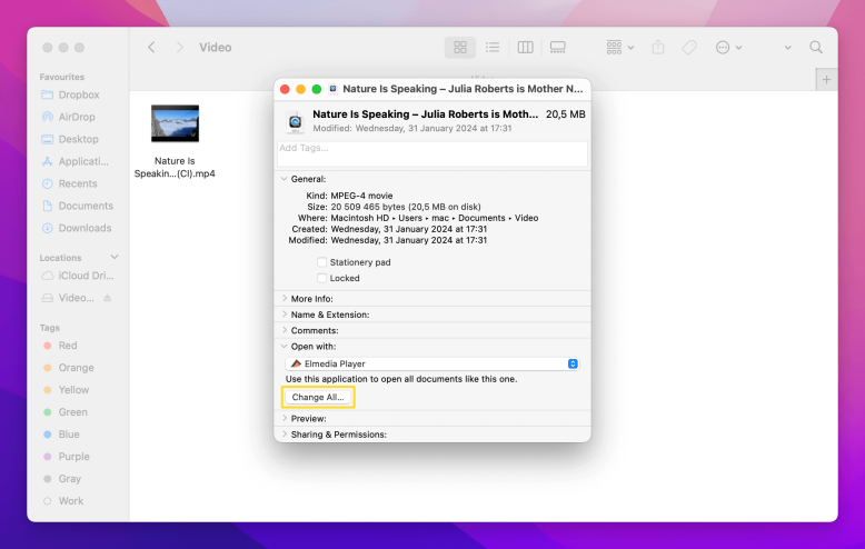 How to change default video player on Mac | Elmedia Player