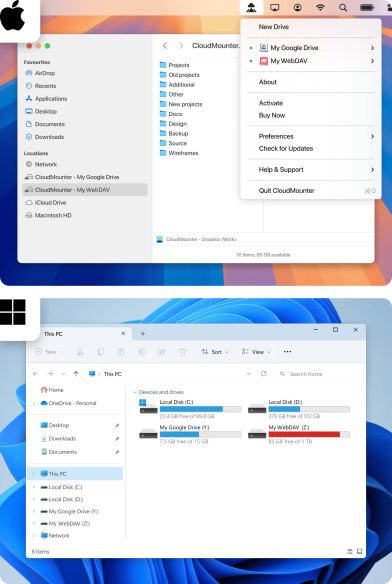 Google Drive to WebDAV: How to access remote server files